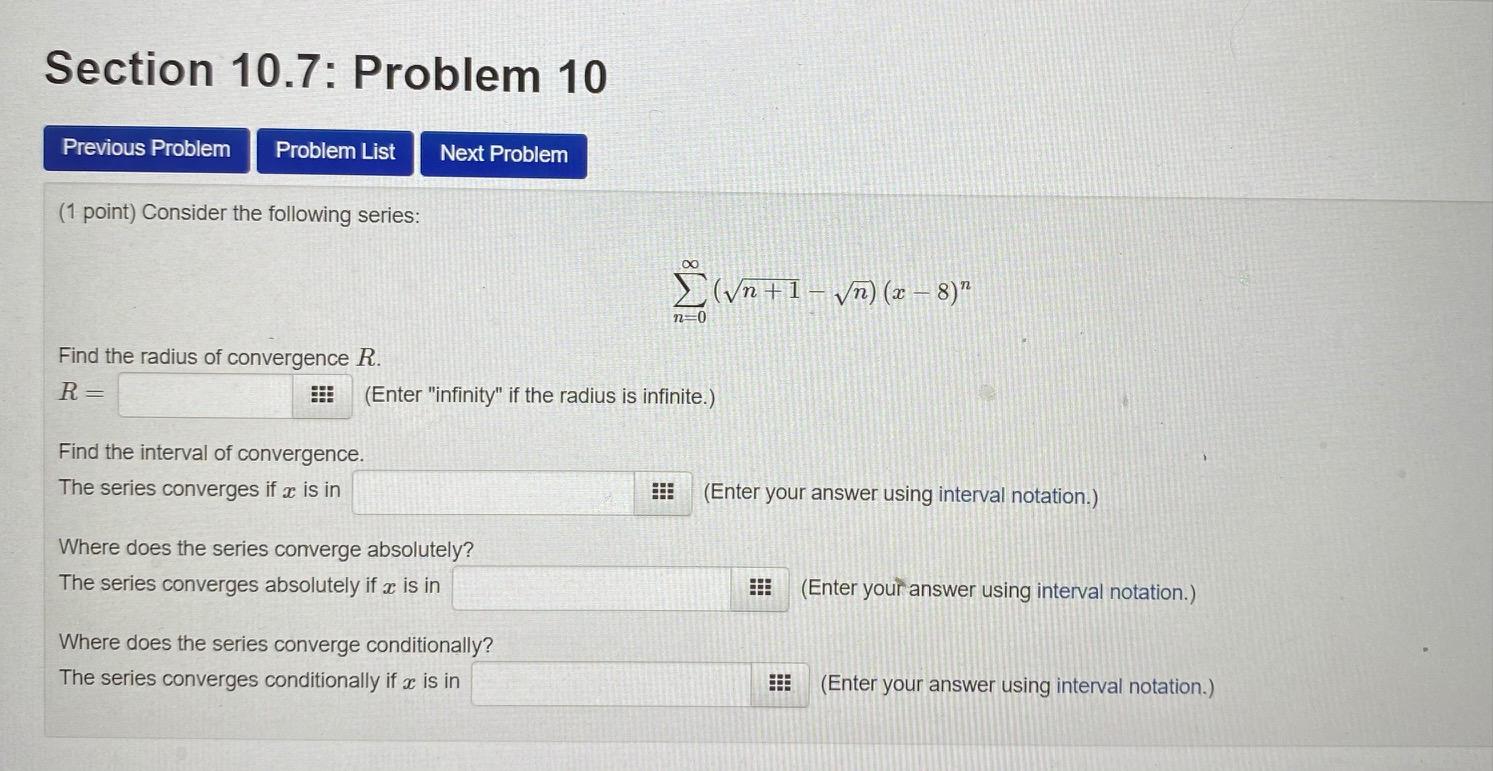 Solved Section 10.7: Problem 10 Previous Problem Problem | Chegg.com