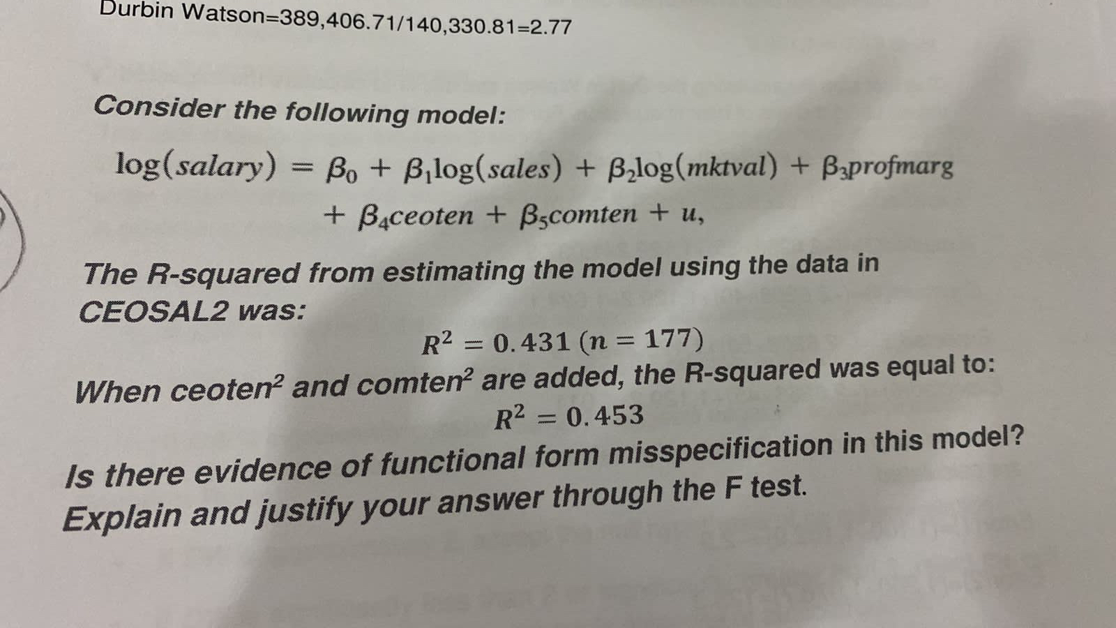 Solved Consider the following model:log( ﻿salary )=β0+β1log( | Chegg.com