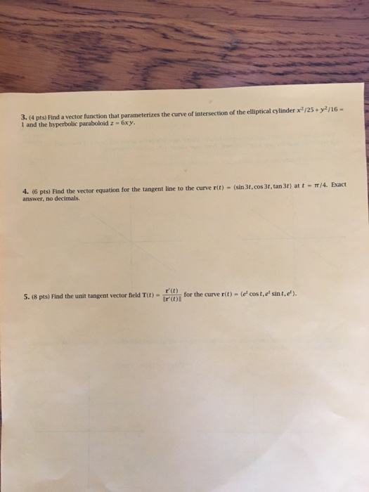 Solved 3. (4 pts) Find a vector function that parameterizes | Chegg.com