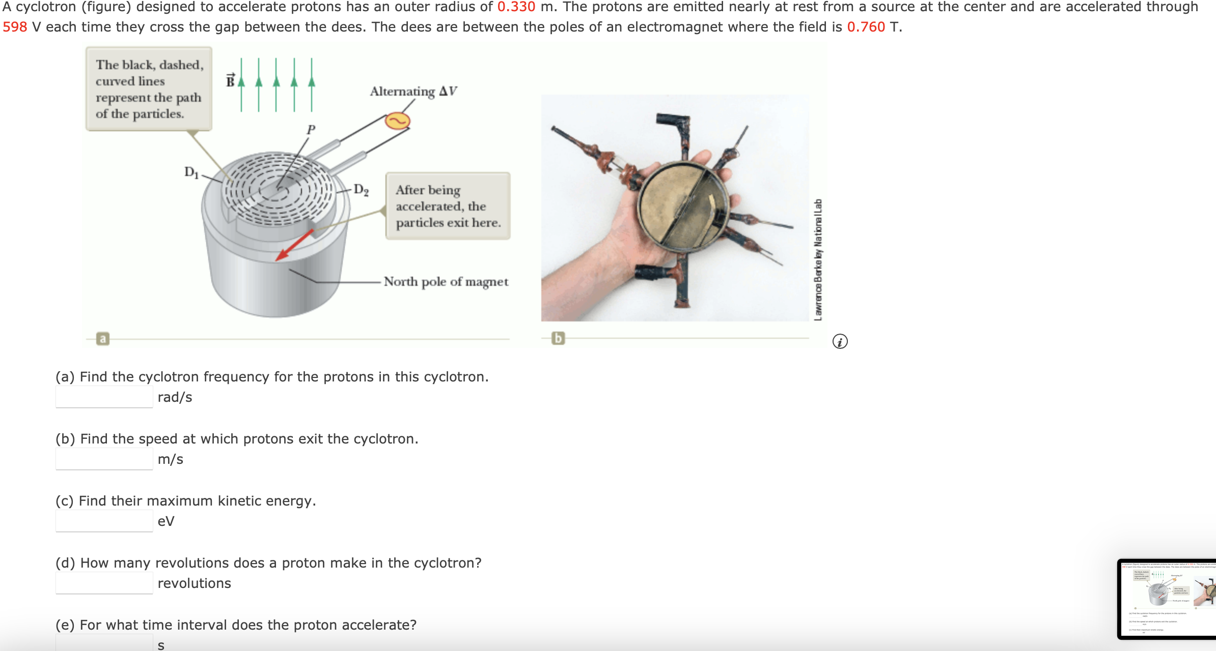 Solved (a) Find the cyclotron frequency for the protons in | Chegg.com
