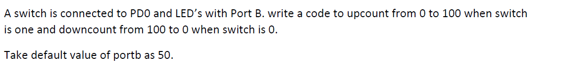 A switch is connected to PDO and LED's with Port B. | Chegg.com