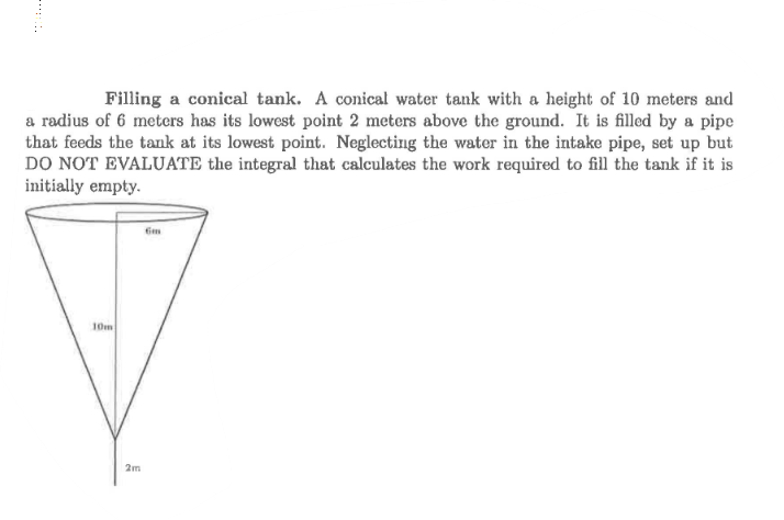 Solved Filling a conical tank. A conical water tank with a | Chegg.com