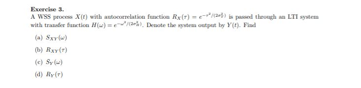 Solved A WSS process X(t) with autocorrelation function RX(? | Chegg.com