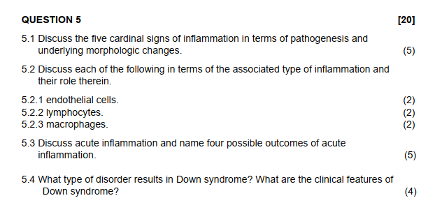 Solved QUESTION 5 [20] 5.1 Discuss the five cardinal signs | Chegg.com