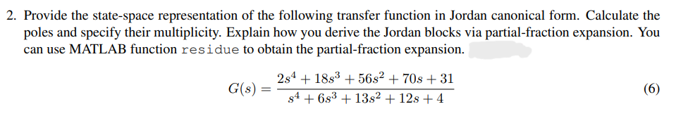 Solved Provide the state-space representation of the | Chegg.com
