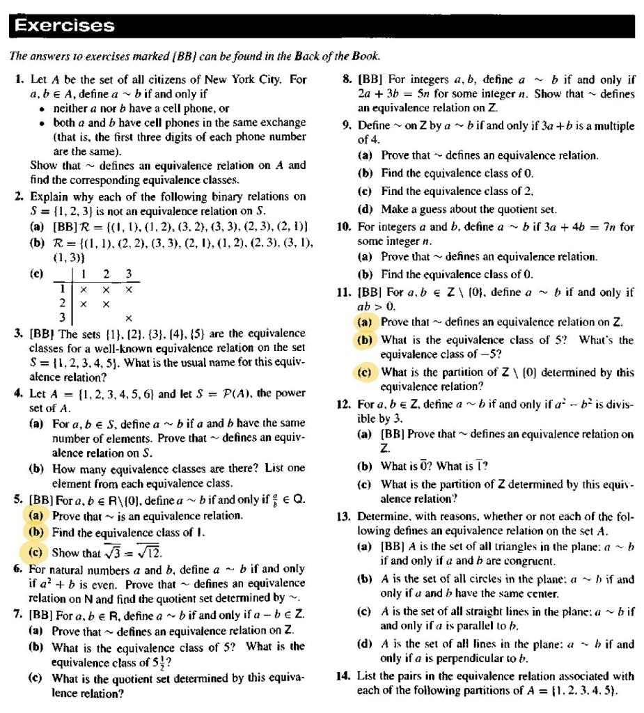 Exercises The answers to exercises marked (BB) can be | Chegg.com