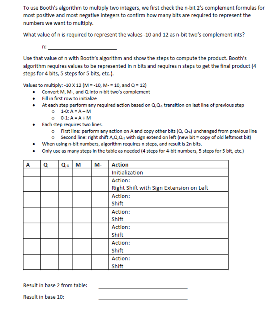Solved To use Booth's algorithm to multiply two integers, we | Chegg.com
