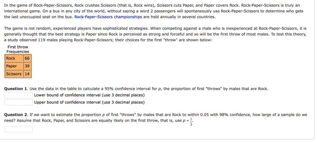 Solved In the game of Rock-Paper-Scissors, Rock crushes | Chegg.com