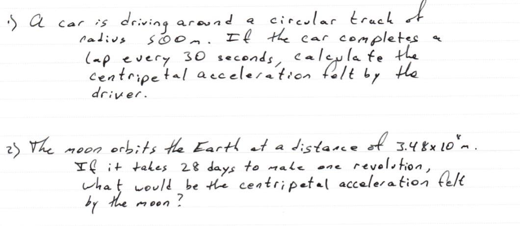 Solved -) A car is driving around a circular track of radius | Chegg.com