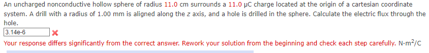 Solved An uncharged nonconductive hollow sphere of radius | Chegg.com