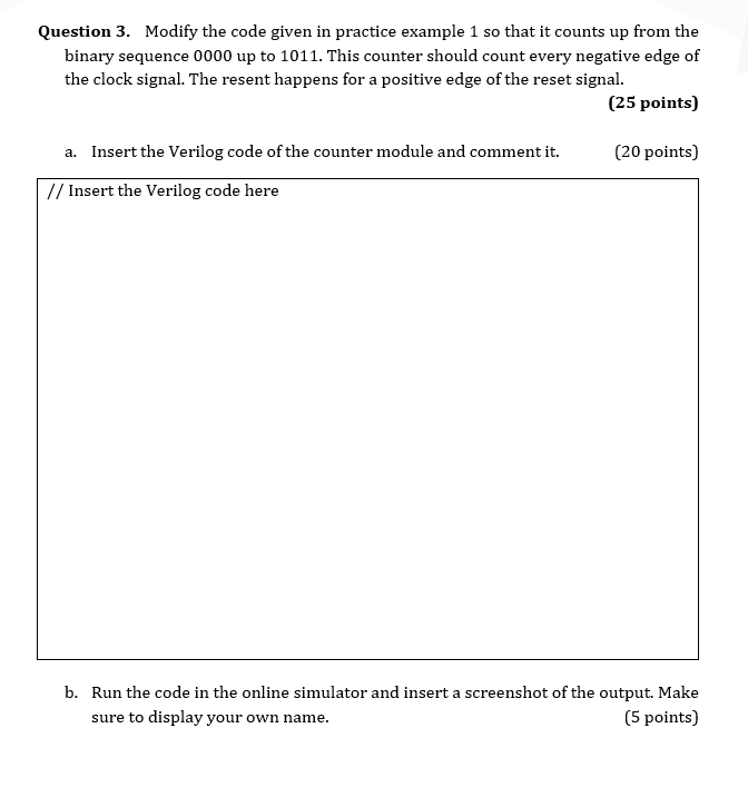 Solved Practice Example 1. Verilog code and testbench of a | Chegg.com