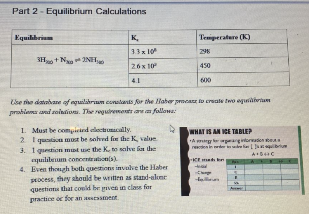 Solved Part 2 - Equilibrium Calculations Use the database of | Chegg.com