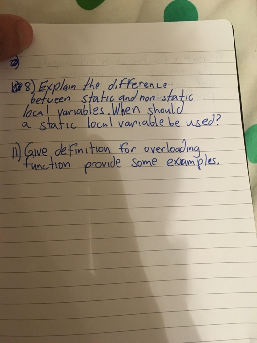Solved Explain the difference between static and non-static | Chegg.com