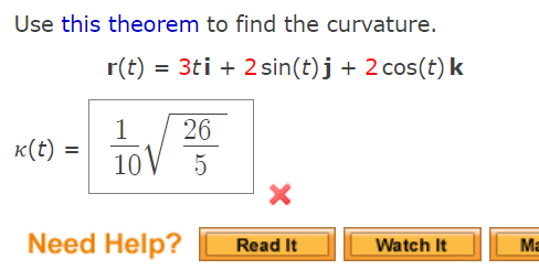Solved Use this theorem to find the curvature. r(t) = = 3ti | Chegg.com