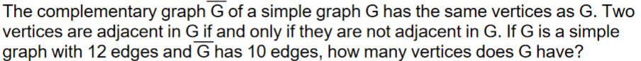 The complementary graph G of a simple graph G has the | Chegg.com