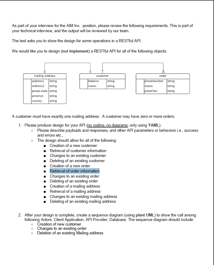 Solved As part of your interview for the AlM Inc. position, | Chegg.com