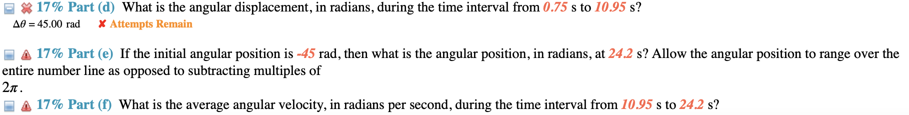 Solved roblem 3: A detailed graph of angular velocity versus | Chegg.com