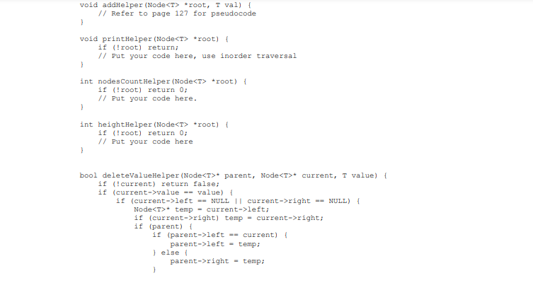 Solved 1. Implement the Binary Search Tree (BST) in C++, | Chegg.com