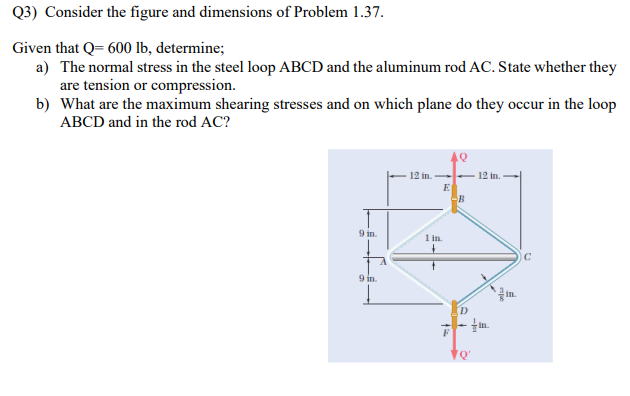 Q3) Consider the figure and dimensions of Problem | Chegg.com