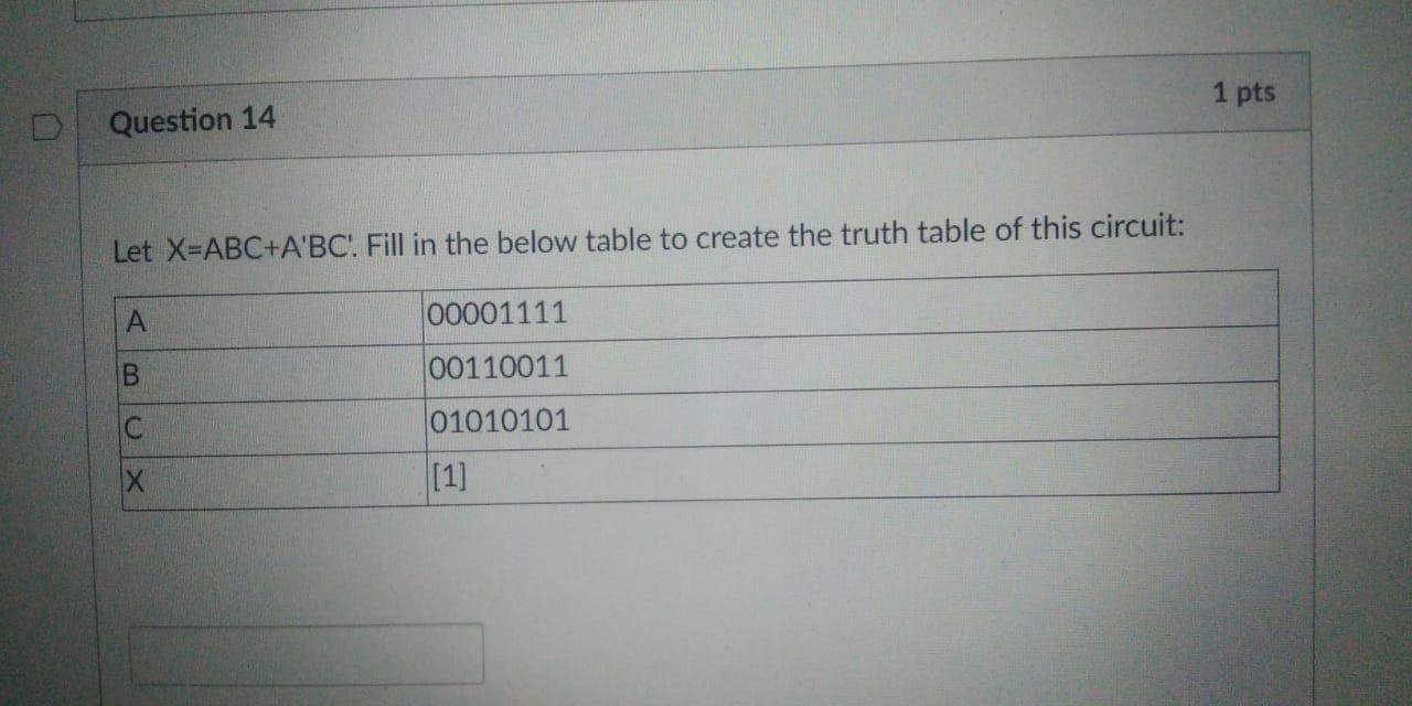 Solved Let X=ABC+A′BC. Fill in the below table to create the | Chegg.com