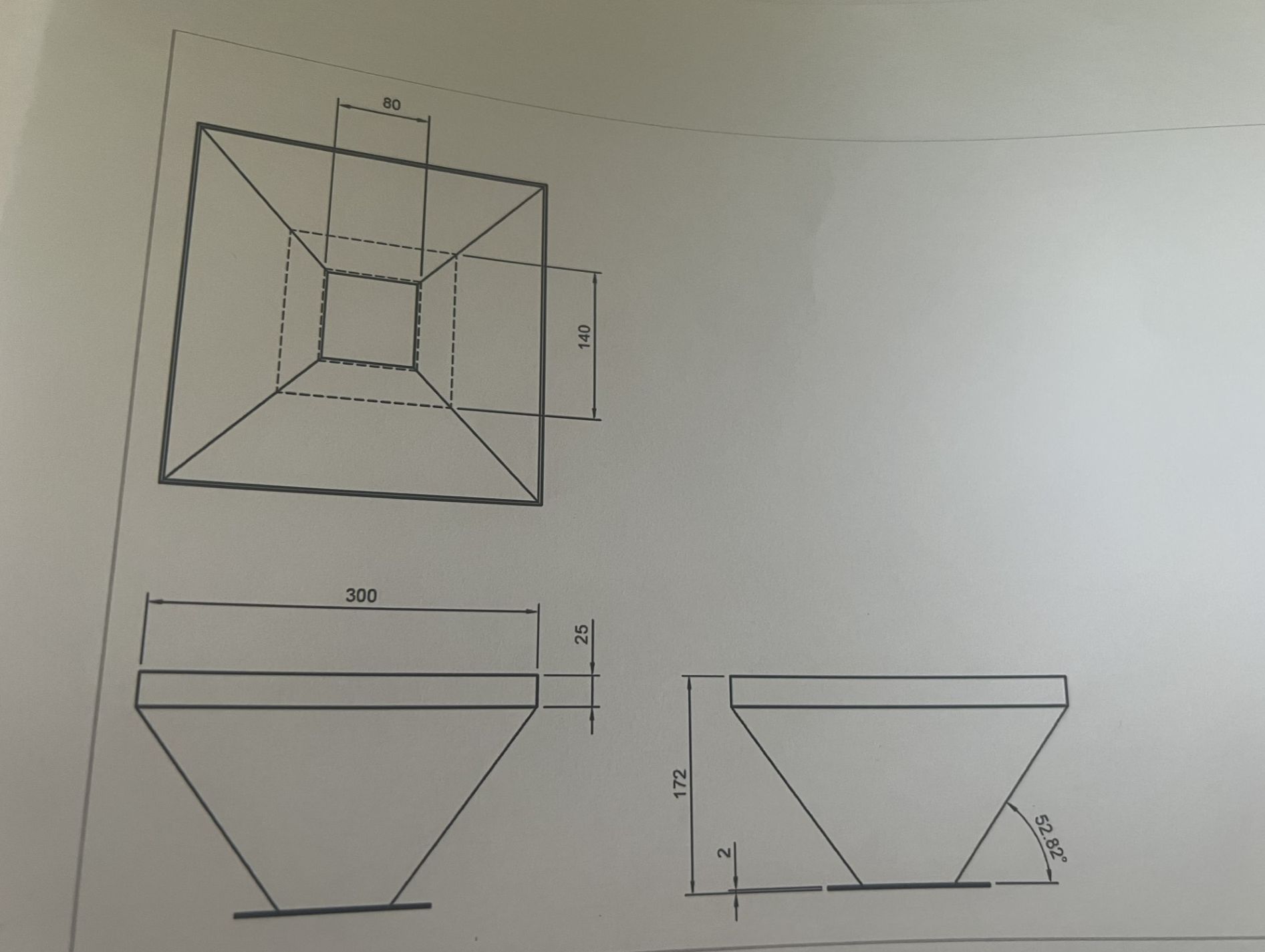 Solved produce a pictorial sketch of a square hopper without | Chegg.com