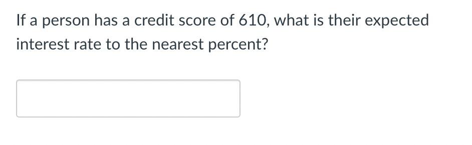 Solved a If a person has a credit score of 610, what is | Chegg.com