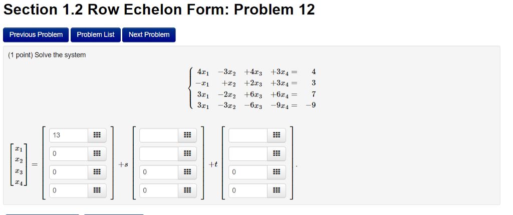 Solved Section 1.2 Row Echelon Form: Problem 12 Previous | Chegg.com