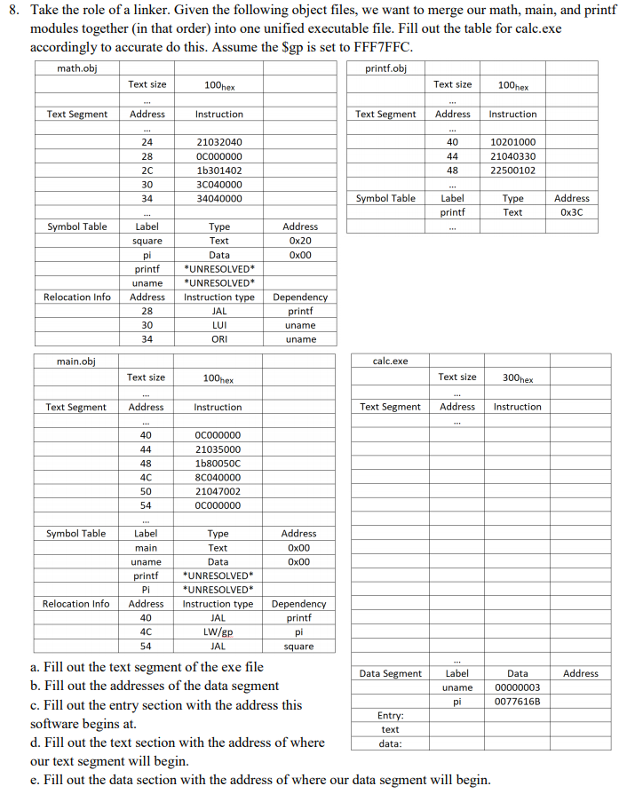 8. Take the role of a linker. Given the following | Chegg.com