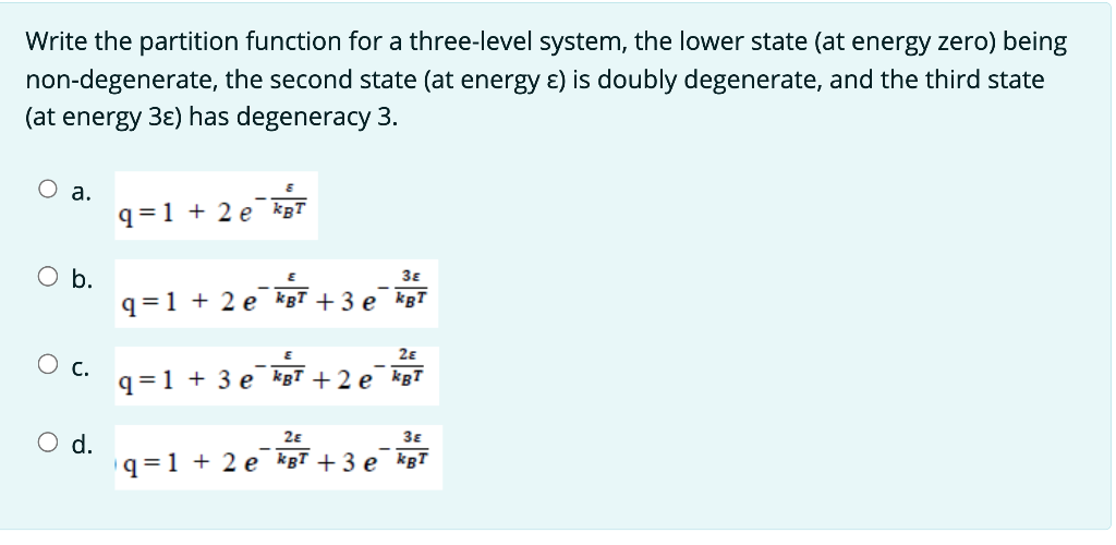 Solved Write the partition function for a three-level | Chegg.com