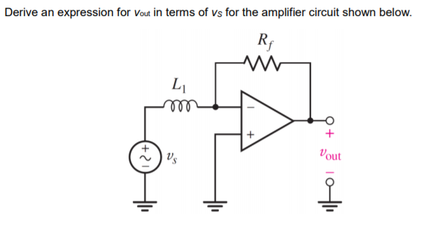 Solved Derive an expression for Vout in terms of Vs for the | Chegg.com