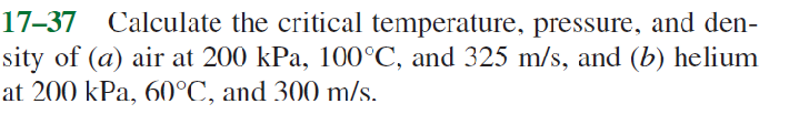 Solved 17-37 Calculate the critical temperature, pressure, | Chegg.com