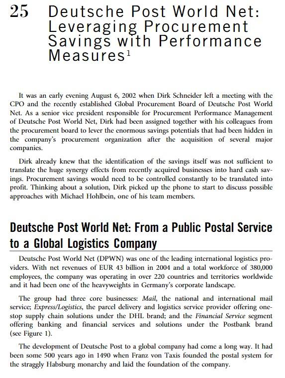 Solved 25 Deutsche Post World Net: Leveraging Procurement | Chegg.com