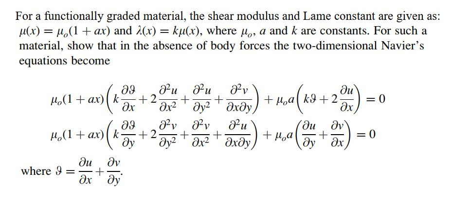 For a functionally graded material, the shear modulus | Chegg.com