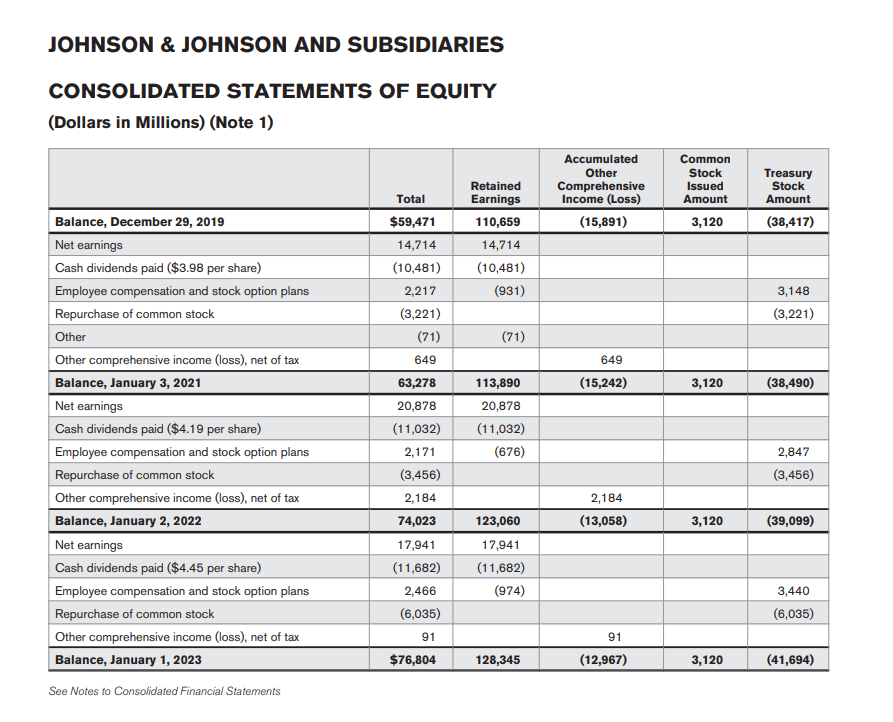 JOHNSON \& JOHNSON AND SUBSIDIARIES CONSOLIDATED | Chegg.com