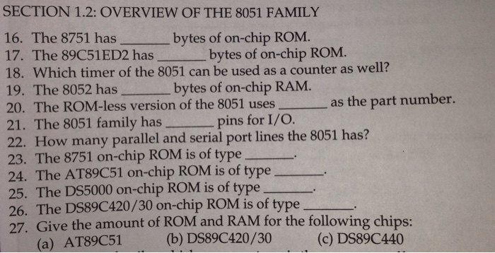 Solved The 8751 has _____ bytes of on-chip ROM. The | Chegg.com