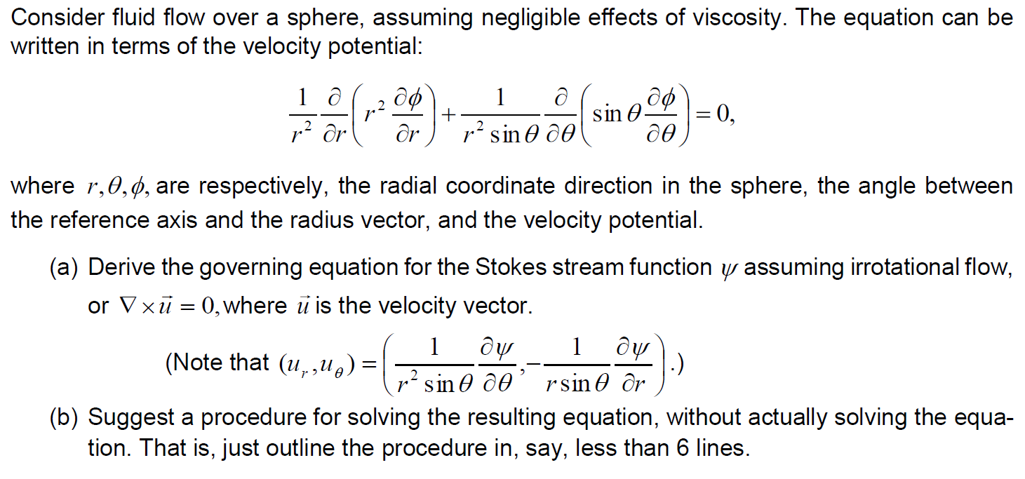 Consider fluid flow over a sphere, assuming | Chegg.com