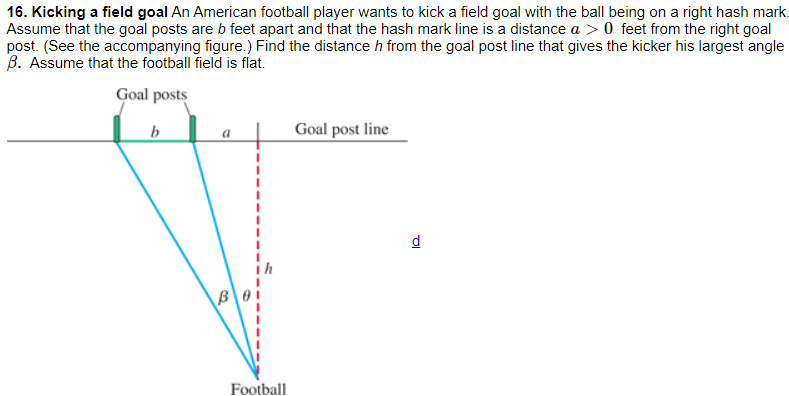 Solved 16. Kicking a field goal An American football player | Chegg.com