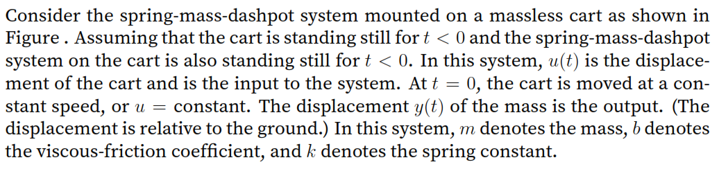 Massless cart MI Figure: A spring-mass-dashpot system | Chegg.com