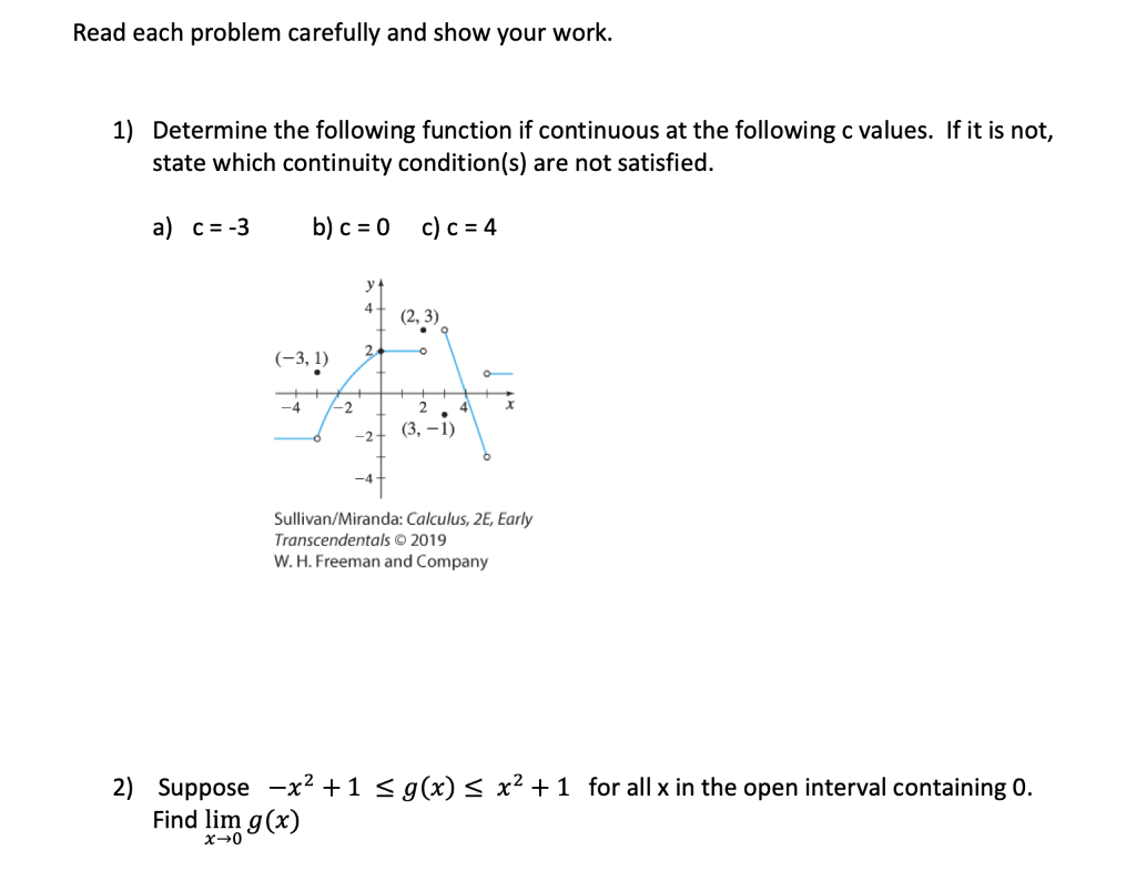Solved Read each problem carefully and show your work. 1) | Chegg.com