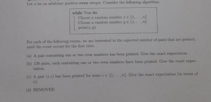 Let be an arbitrary positive even integer. Consider | Chegg.com