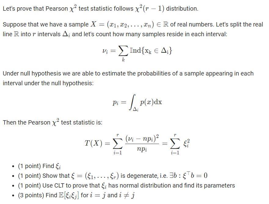Let's prove that Pearson xạ test statistic follows | Chegg.com