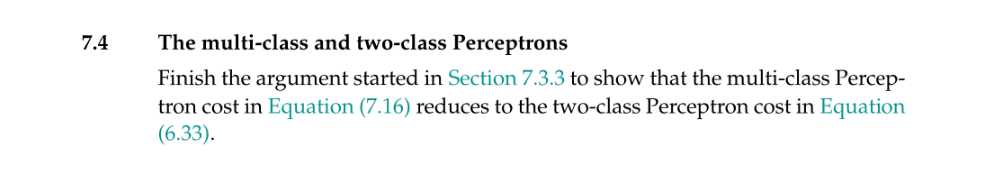 7.4 The multi-class and two-class Perceptrons Finish | Chegg.com