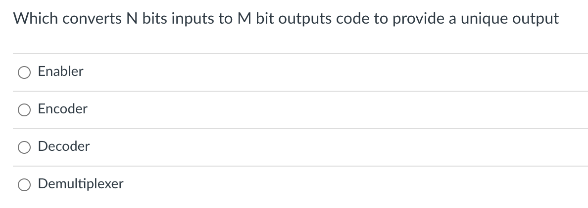 Solved Which converts N bits inputs to M bit outputs code to | Chegg.com