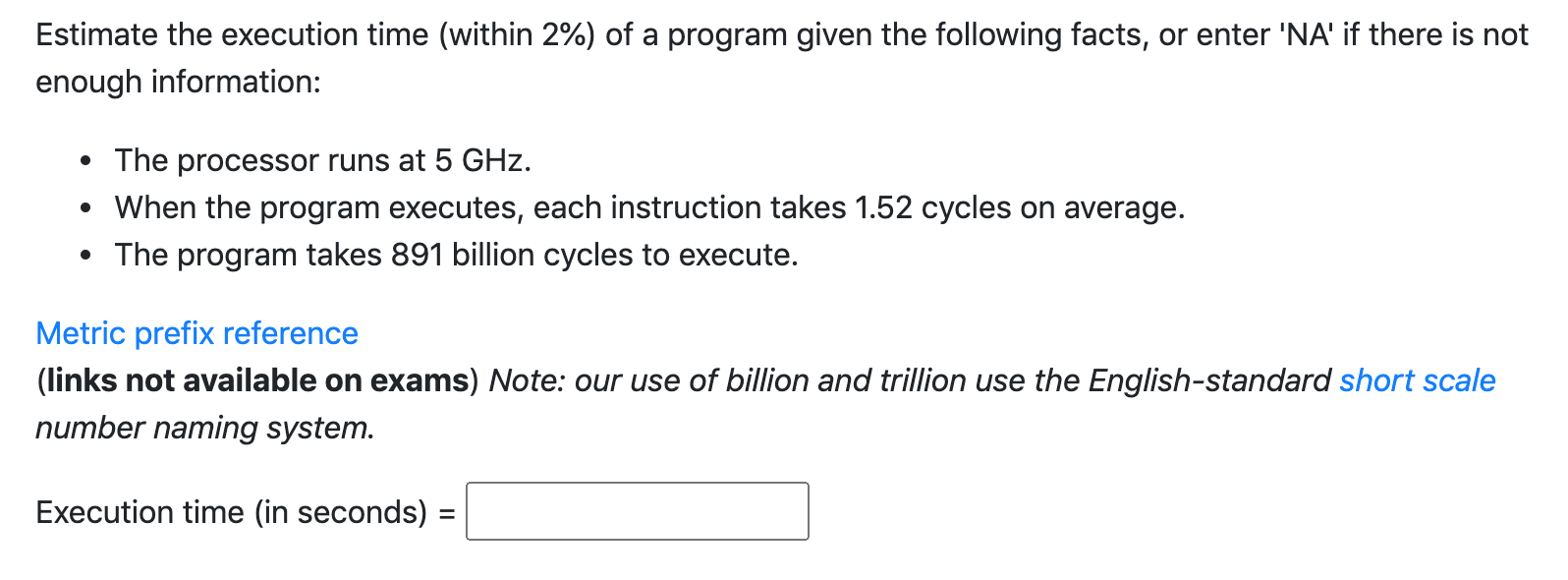 Solved Estimate the execution time (within 2%) of a program | Chegg.com