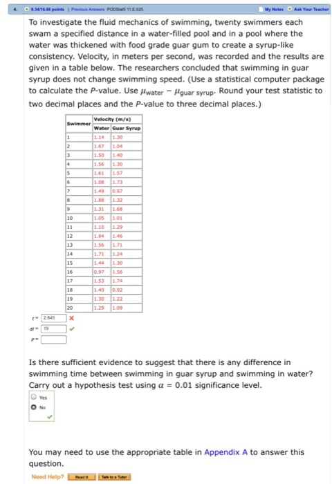 Solved To investigate the fluid mechanics of swimming, | Chegg.com