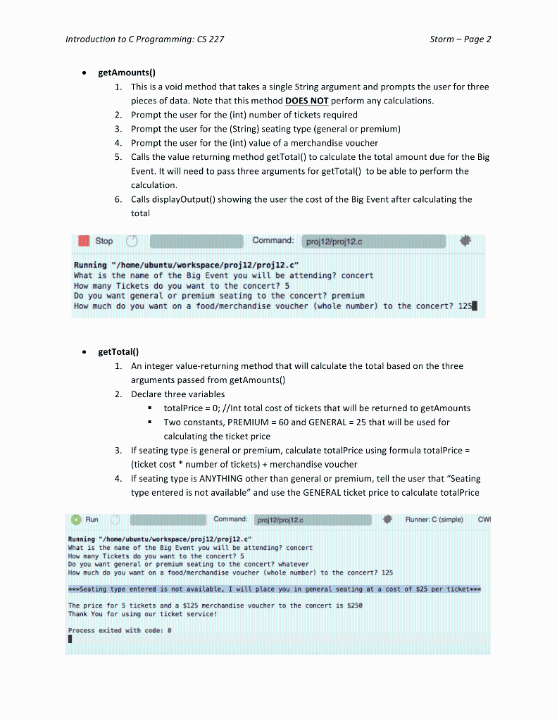 Solved Introduction to C Programming: CS 227 Storm - Page 1 | Chegg.com