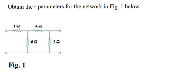 Solved Obtain the z parameters for the network in Fig. 1 | Chegg.com