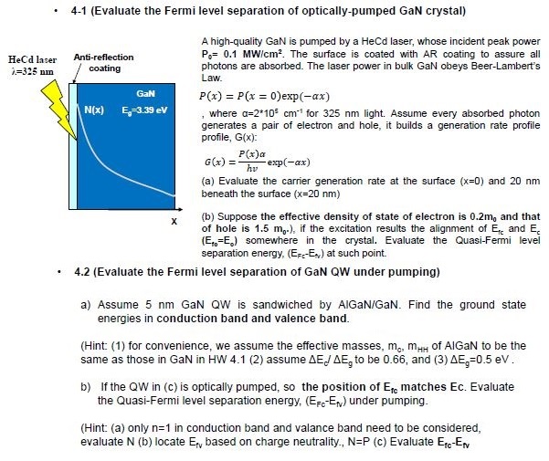 Solved 4-1 (Evaluate the Fermi level separation of | Chegg.com