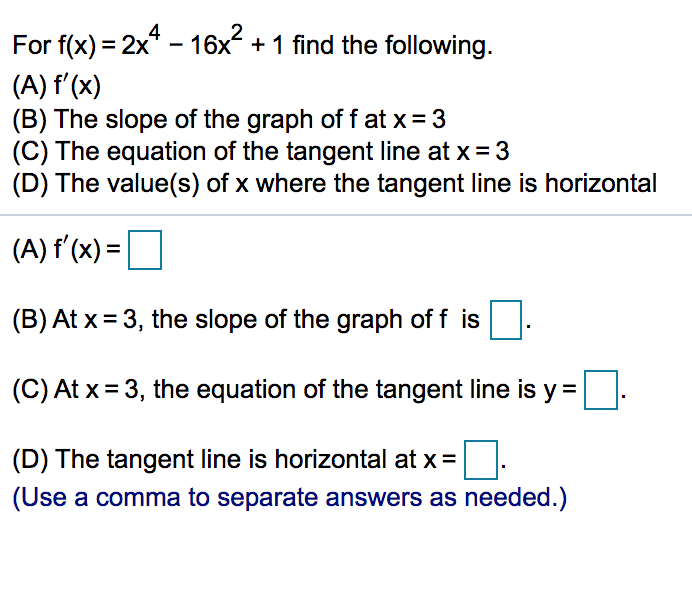 Solved For f(x) = 2x4 – 16x² + 1 find the following. (A) | Chegg.com