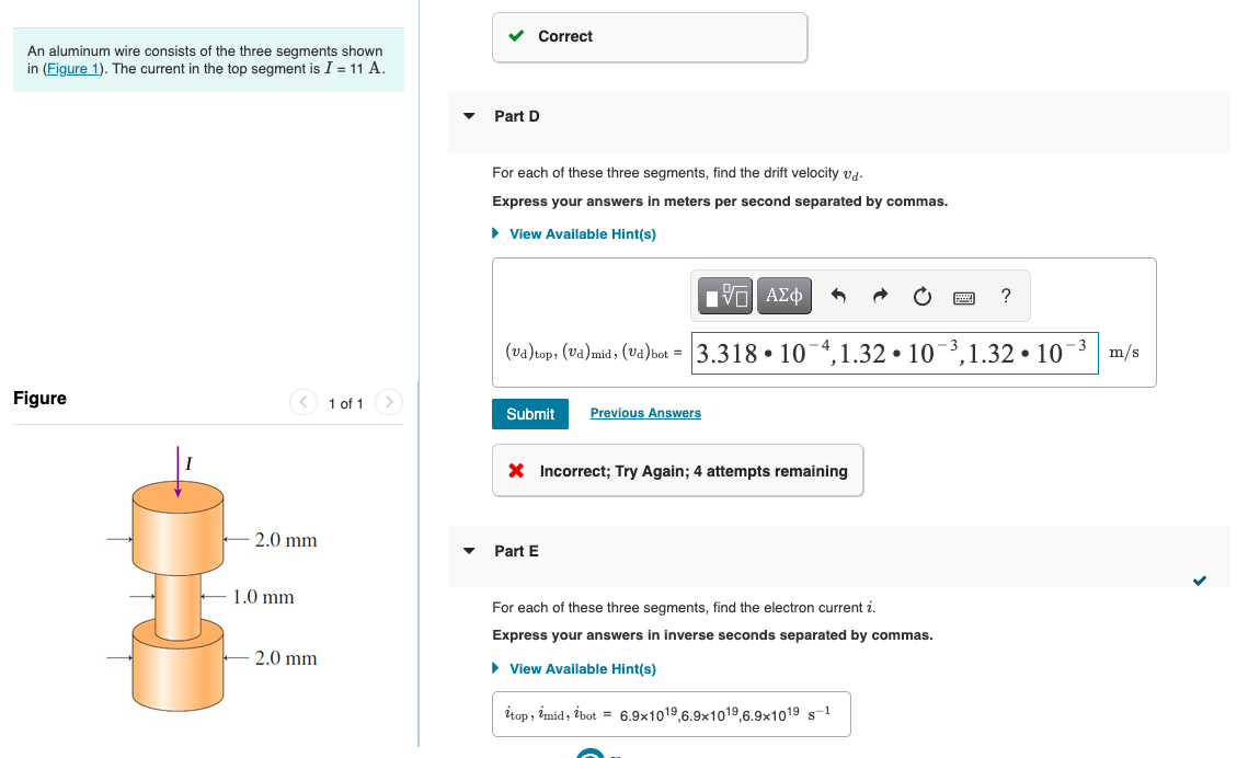 Solved An aluminum wire consists of the three segments shown | Chegg.com